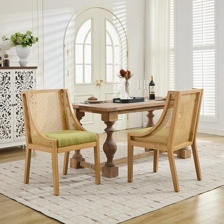 Solid Wood Frame Dining Chairs Linen Upholstered Seat Single Pack - Bed ...
