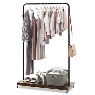 Industrial Style Heavy Duty Metal Pipe Clothes Garment Rack with Bottom ...