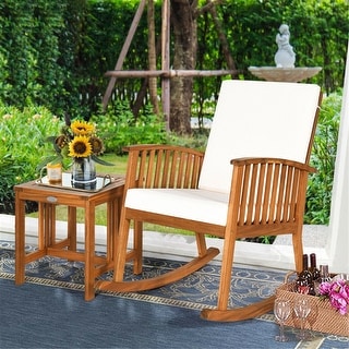 2-Piece Acacia Wood Patio Rocking Chair Table Set - Bed Bath & Beyond ...