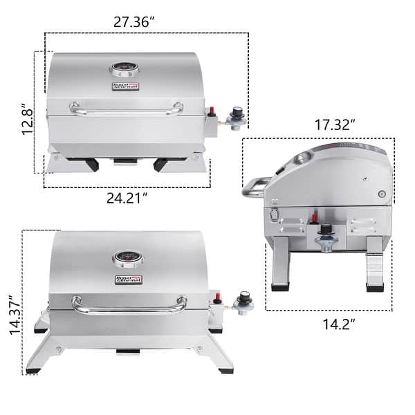 Royal Gourmet Stainless Steel Portable Gas Grill with Folding Legs and ...