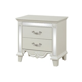 Mirrored Finish Bedside Table Nightstand Accent Table with 2 Drawers ...