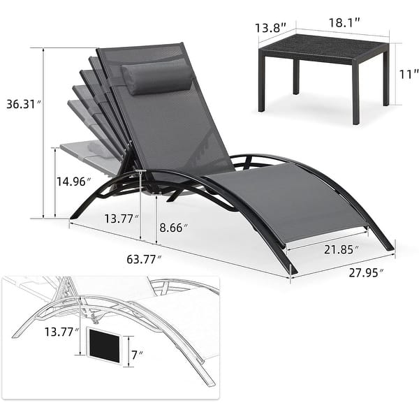 Patio Chaise Lounge Set Outdoor Beach Pool Sunbathing Lawn Lounger ...