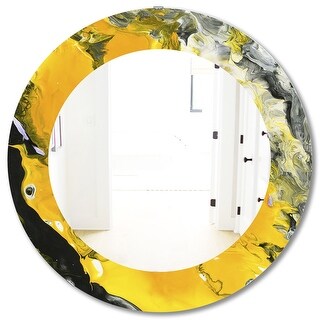 Designart 'Geometric Cream Block I' Printed Modern WallMirror ...