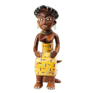 Novica Handmade Sitting Fante Woman Wood Sculpture - Bed Bath & Beyond ...