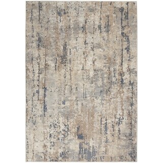 HomeRoots 4' X 6' Beige And Grey Abstract Power Loom Non Skid Area Rug ...