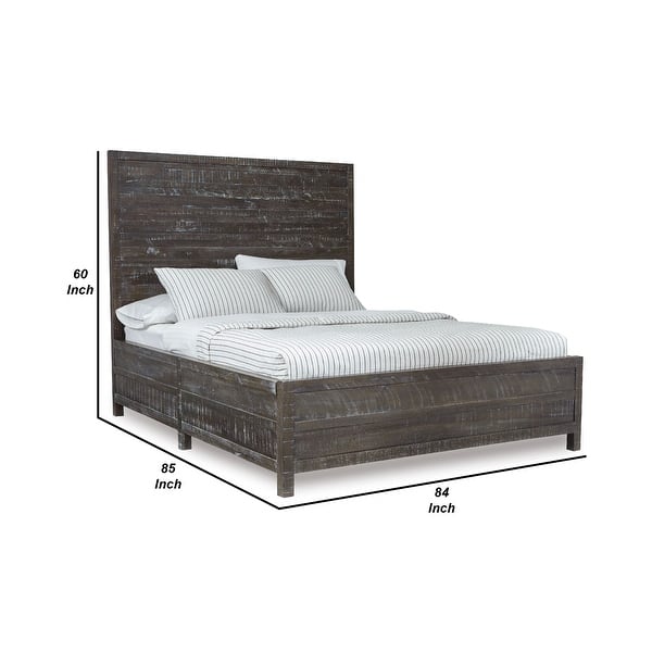 Cas Sengon Tekik Low Profile Panel Queen Bed, Rough Hewn, Rustic Brown ...