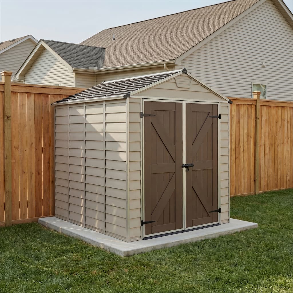 SkyLight 6 ft. x 10 ft. Tan Garden Outdoor Storage Shed - Overstock ...