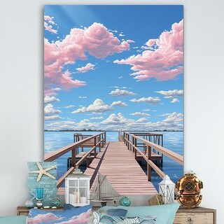 Designart "Pier And Dock Coastal V" Coastal Pier Canvas Wall Art - Bed ...