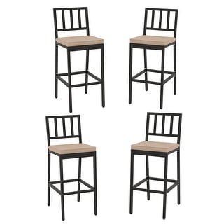 Gymax Patio Bar Chair Set of 2 Heavy Duty Metal All Weather Bar Stools ...