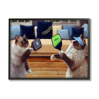 Stupell Cats Playing Ping Pong Framed Giclee Art Design by Lucia ...