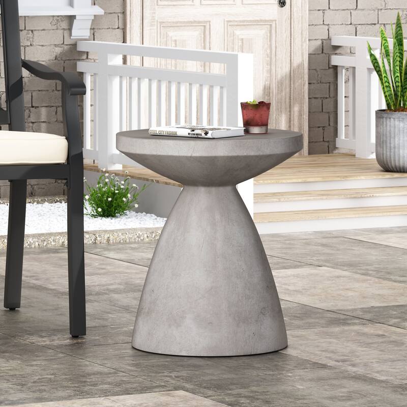 Roomfitters Outdoor MGO Side Table, Modern Hourglass Accent Table for ...