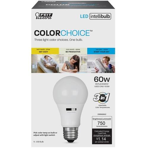 Feit Electric A800/CCT/LEDI Intellibulb COLORCHOICE LED Bulb, 9.5 Watts ... Feit Electric A800/CCT/LEDI Intellibulb COLORCHOICE LED Bulb, 9.5 Watts ...