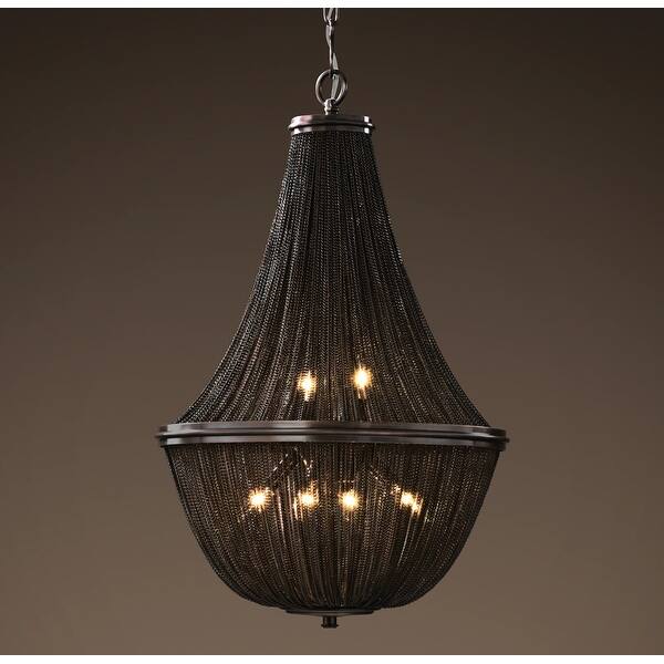 Black Chainmail Chandelier French Country Medieval Pendant Light Metal ...