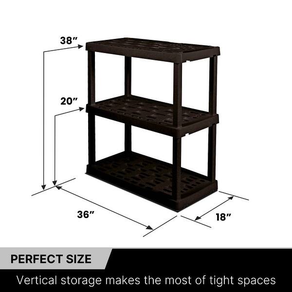 Oskar Large 3-Tier Interlocking Shelving Unit, 18 X 36 X 38", Black ...
