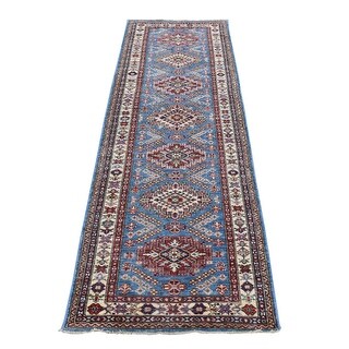 Ruddy Blue, Afghan Super Kazak with Geometric Medallions, Hand Knotted ...