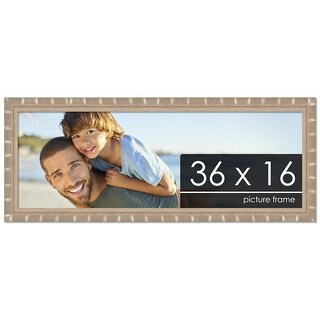 36x16 Bamboo Silver Complete Wood Panoramic Frame with UV Acrylic, Foam ...