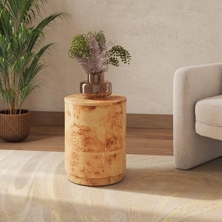 NPD Furniture Arsenio Burl Wood Round Coffee Table or Side/End Table ...