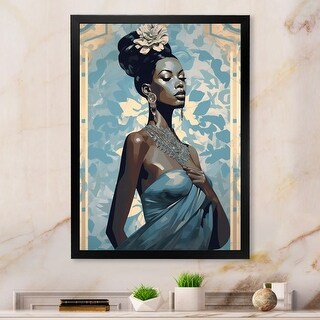 Designart "Elegant Blue Fashion African Goddess Grace I" African ...