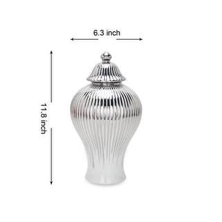 Gold Ceramic Decorative Jars with Geometric Cutout Design and Lid - On ...