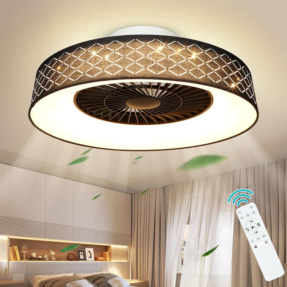 Depuley Remote Ceiling Fan with LED Light 3 Colors Dimmable for Bedroom ...
