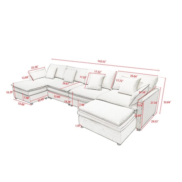 Chenille U-Shaped Sectional Sofa with 2 Ottomans - Bed Bath & Beyond ...
