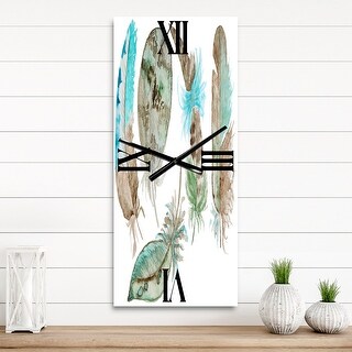 Designart 'Green Feathers Set' Bohemian & Eclectic Wall Clock Decor ...