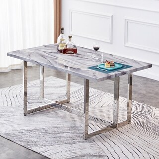 Rural Rectangular MDF Tabletop and Electroplated Metal Leg Dining Table ...