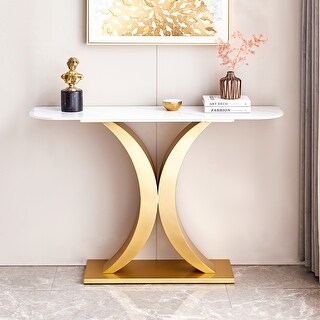 Modern Console Table Sintered Stone Top Entryway Table Narrow Sofa ...