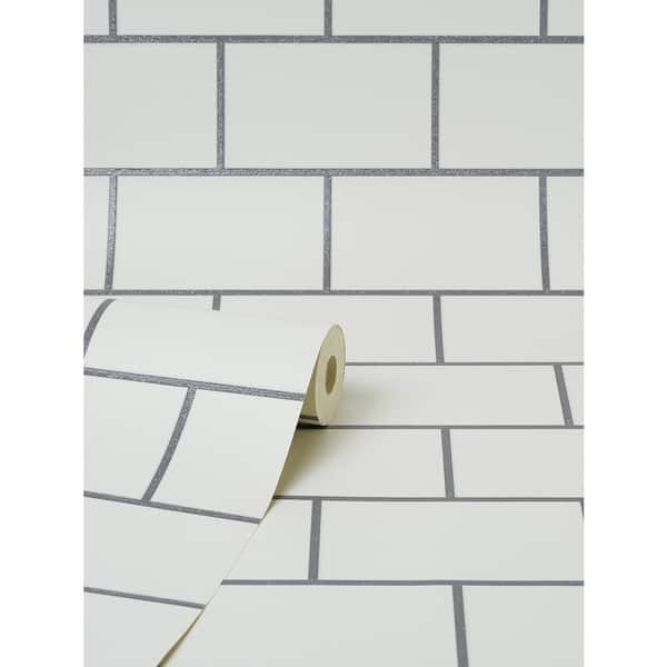 Fine Decor Metro Silver Tile Wallpaper - Bed Bath & Beyond - 35029812