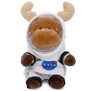 DolliBu Sitting Moose Astronaut Plush Toy with Helmet and NASA Suit - 6 ...