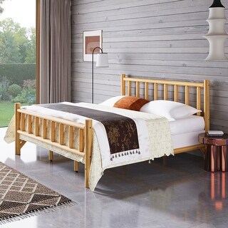 King Rustic Style Pure Solid Pine Bed Frame - Bed Bath & Beyond - 40890813