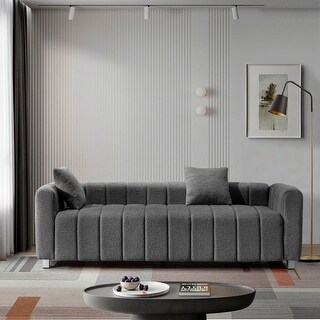 Teddy Velvet Sofa Modern 2-3 Seater Couch Vertical Tufted Channel ...