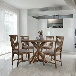 5 Pieces Dining Table Set,One Unique "X" Design Round Table and Four ...