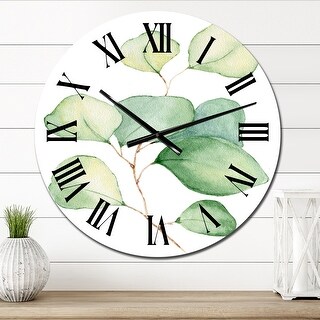 Designart 'Delicate Eucalyptus Leaves' Tropical wall clock - Bed Bath ...