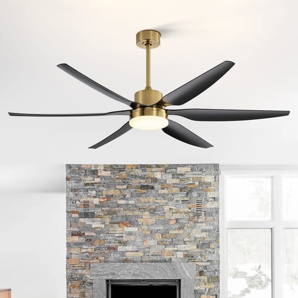66-in Black and Gold Morden LED Ceiling Fan with Light Remote (5-Blade ...