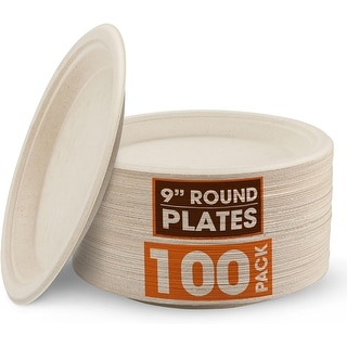 Cheer Collection 9 inch Disposable Plastic Plates - 100 Pack - 9 Inch ...