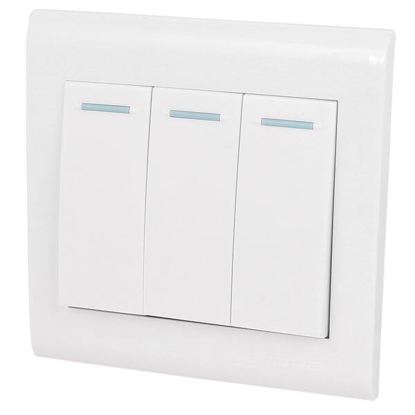 AC 250V 10A SPST Three Gang Button Wall Panel Light Electronic Switch ...