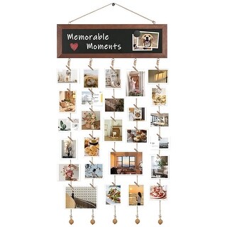 Wooden Hanging Picture Frame Photo Display with 30 Clips - Bed Bath ...