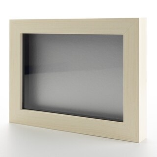 White Wash 8x8 Wood Shadow Box with Silver Acid-Free Backing - With 5/8 ...
