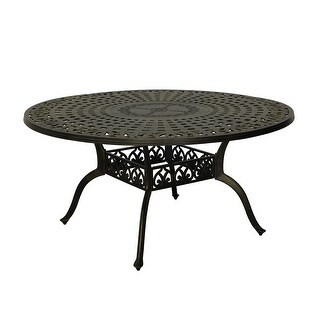 59'' Elegant Openwork Cast Aluminum Round Table - Bronze - Bed Bath ...