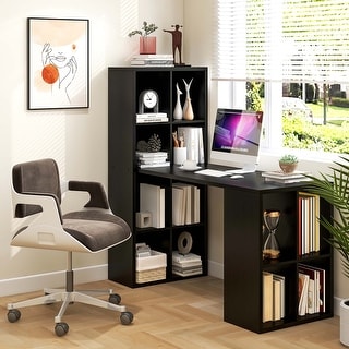 Computer Desk with Bookshelf 12 Cubes Study Table Laptop Workstation ...