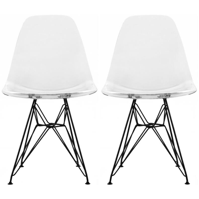 Set of 2 Mid-Century Modern Dining Side Chairs Armless Plastic Shell ...