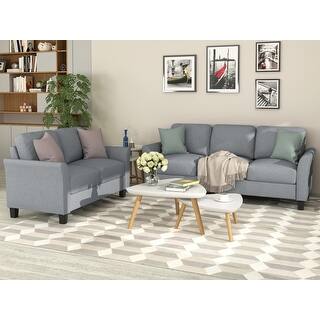 Fabric Living Room Sofa Set with Loveseat and 3-Seater Sofa, Featuring ...