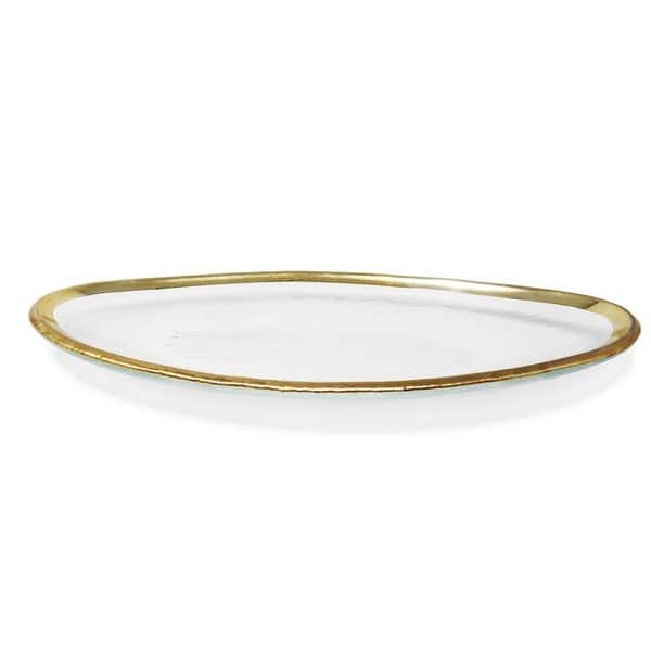 Gold Rim Glass Oval Rim, 12.5"L - Bed Bath & Beyond - 40315389