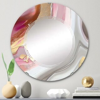 Designart 'Pink And Gold Marble Abstract IV' Printed Abstract Marble ...