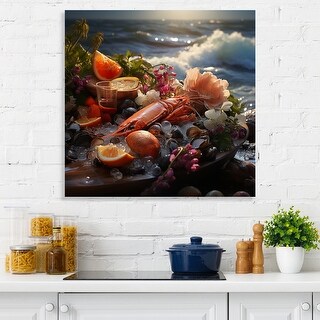 Designart "Sea Food Platter Oceanic Embrace II" Seafood Wall Art - Bed ...