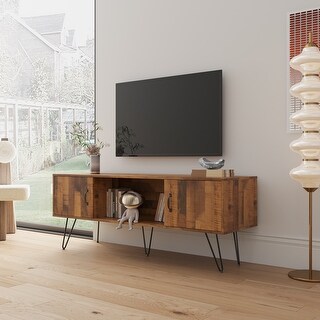 TV Media Stand, 60 inch Wide,Storage Shelves and Cabinets, for Flat ...