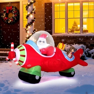 7.2 Ft Animated Inflatable Santa on Plane Lighted w/Spinning Propeller ...