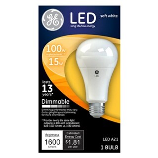 GE 65935 Dimmable Medium Base A21 LED Light Bulb, Soft White, 1600 lm ...