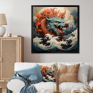 Designart "Japanese Dragon Wave Off Kanagawa III" Dragons Wall Decor ...